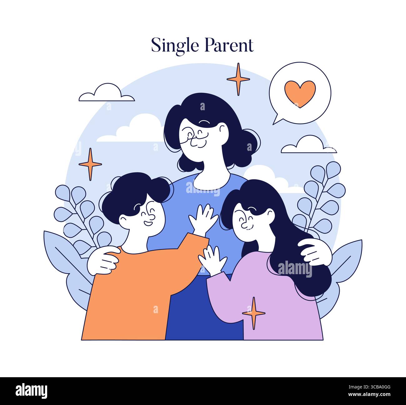 Two children smiling and a heart Stock Vector Images - Alamy