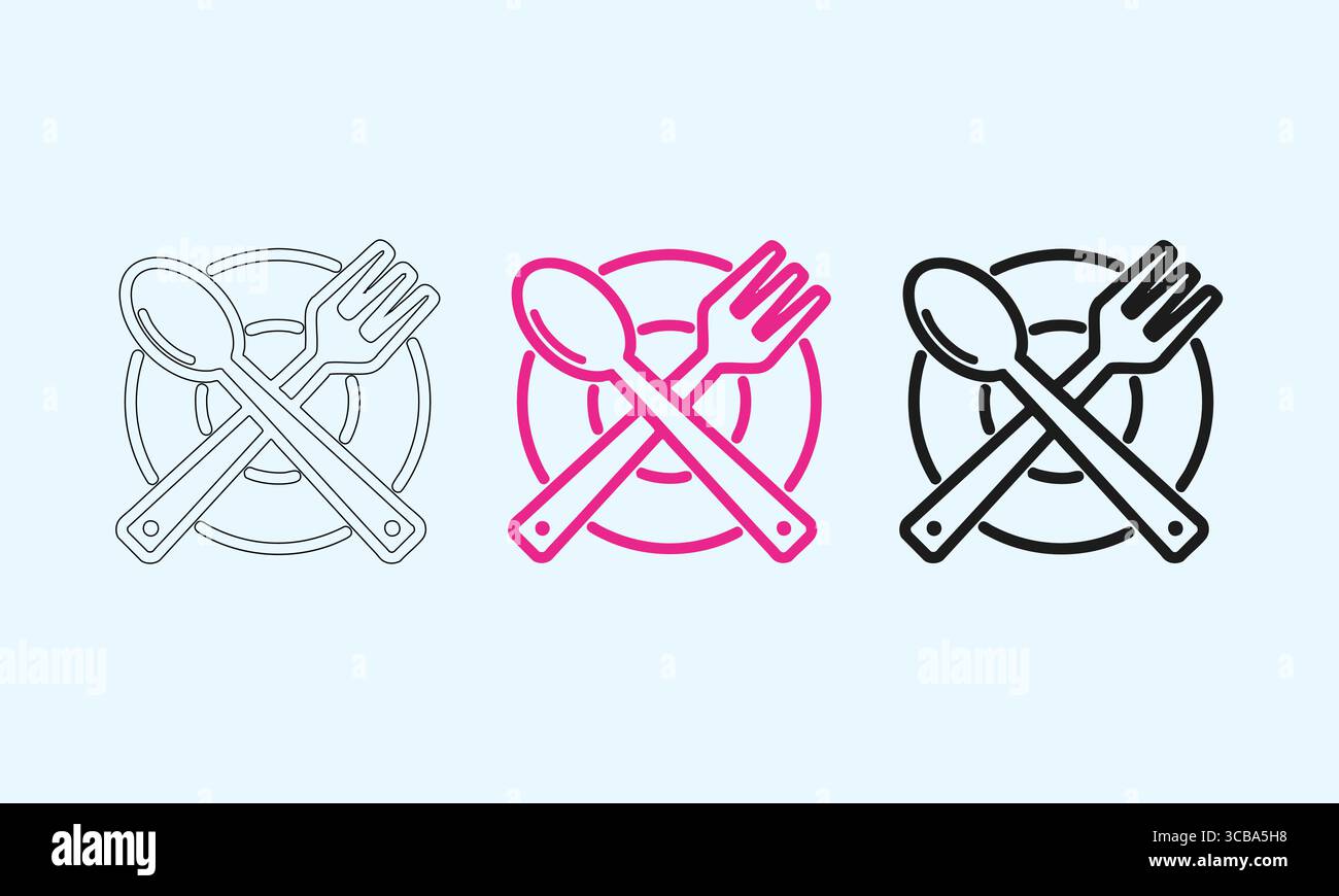 Tableware icon plates fork spoon Stock Vector Images - Alamy