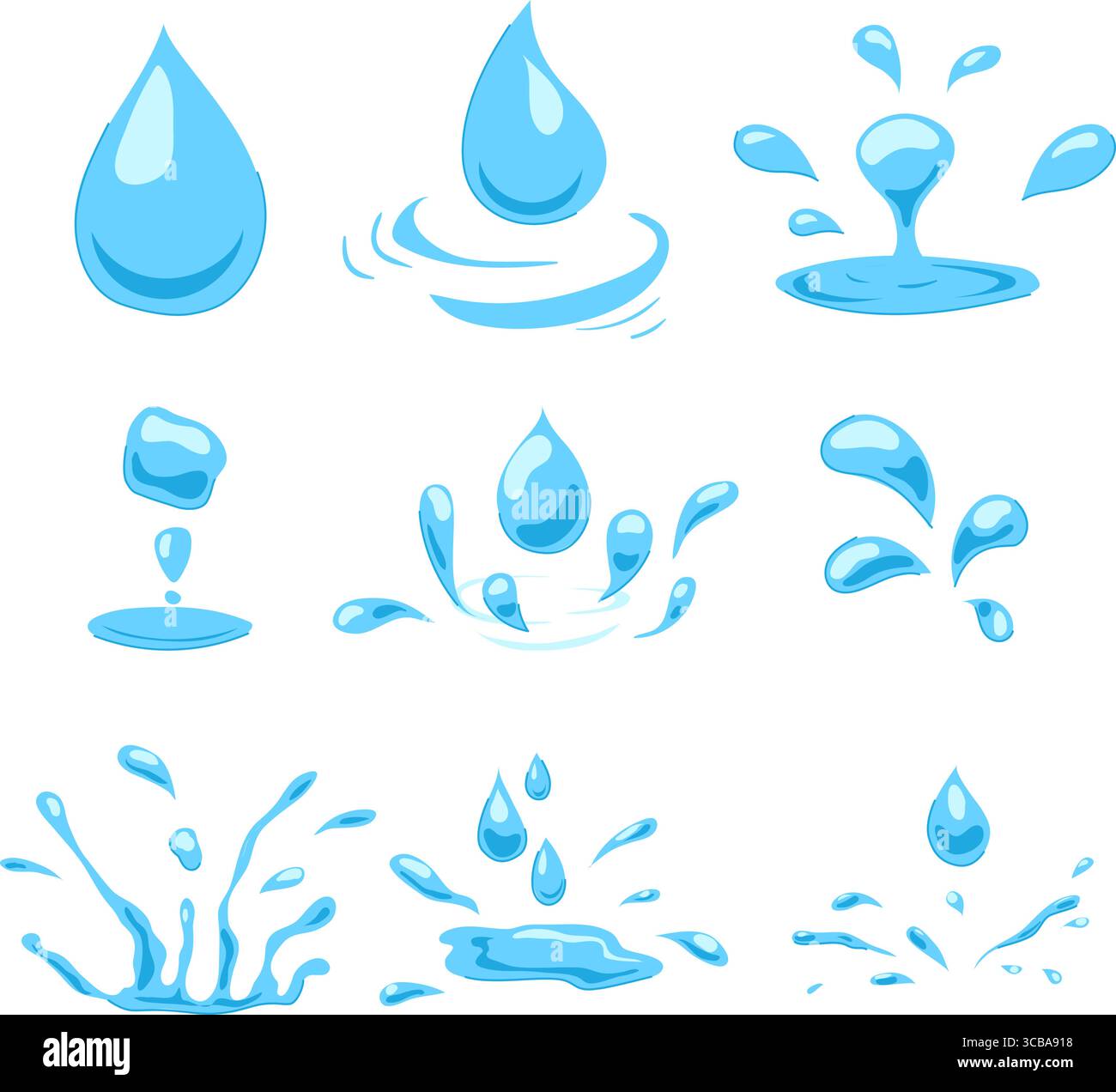 water drops set cartoon vector illustration Stock Vector Image & Art ...