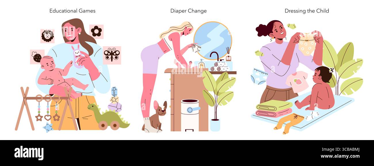 Father changing baby diapers Stock Vector Images - Alamy