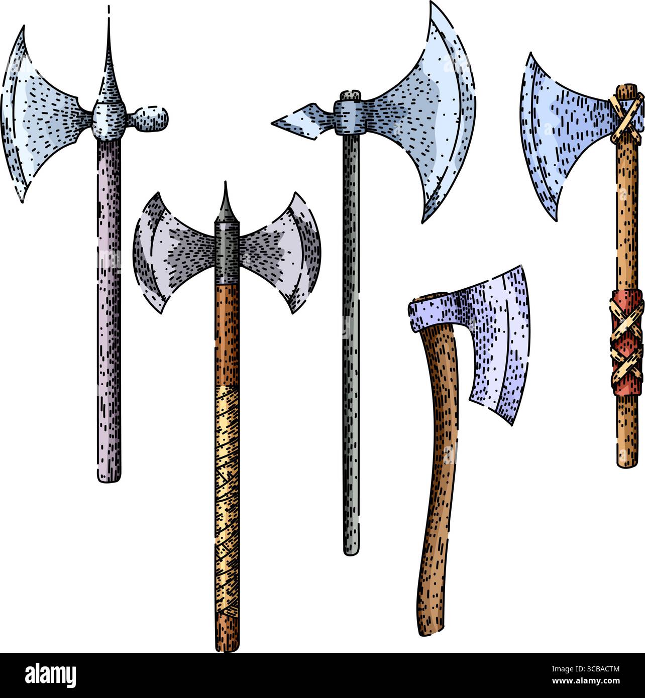 axe medieval set sketch hand drawn vector Stock Vector Image & Art - Alamy