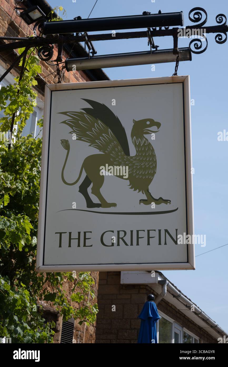 The Griffin Inn sign, Chipping Warden, Northamptonshire, England, UK ...