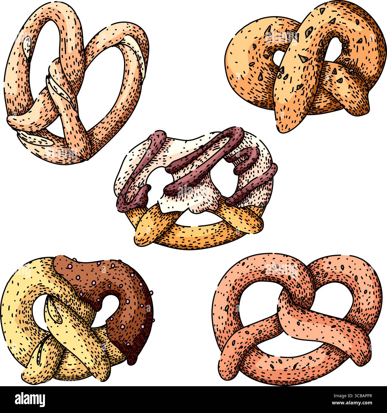 pretzel set sketch hand drawn vector Stock Vector Image & Art - Alamy