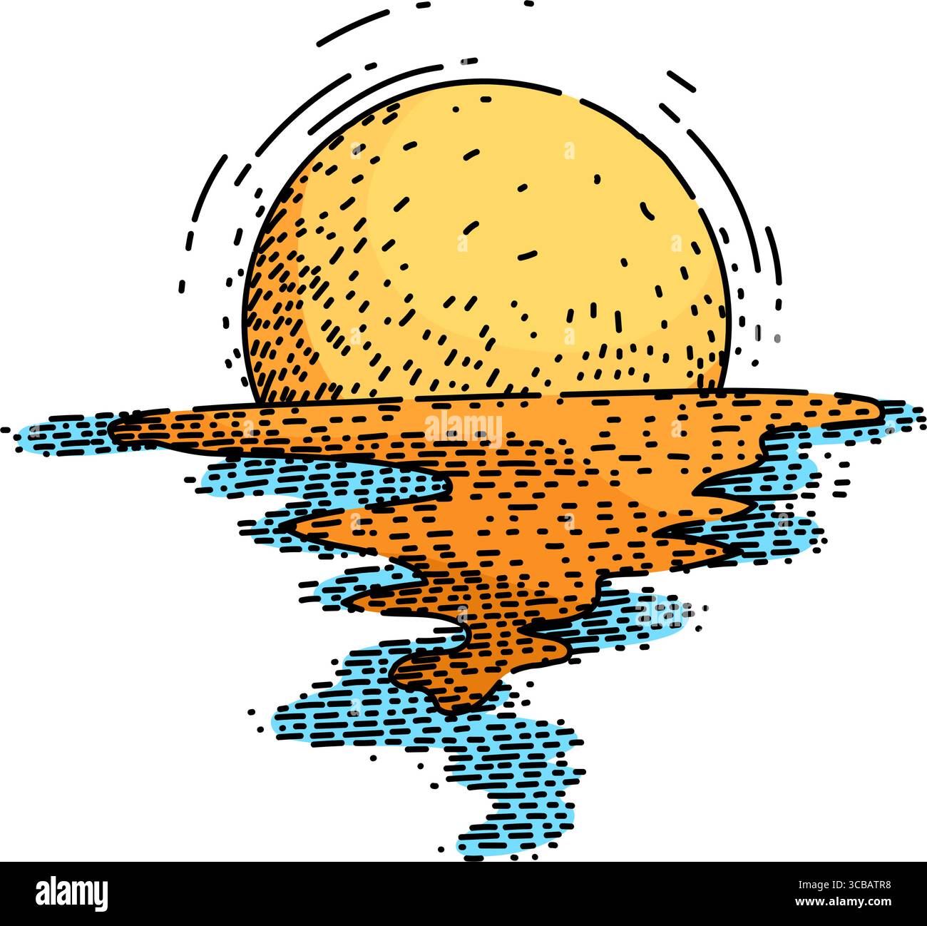 ocean sunset sea sketch hand drawn vector Stock Vector Image & Art - Alamy