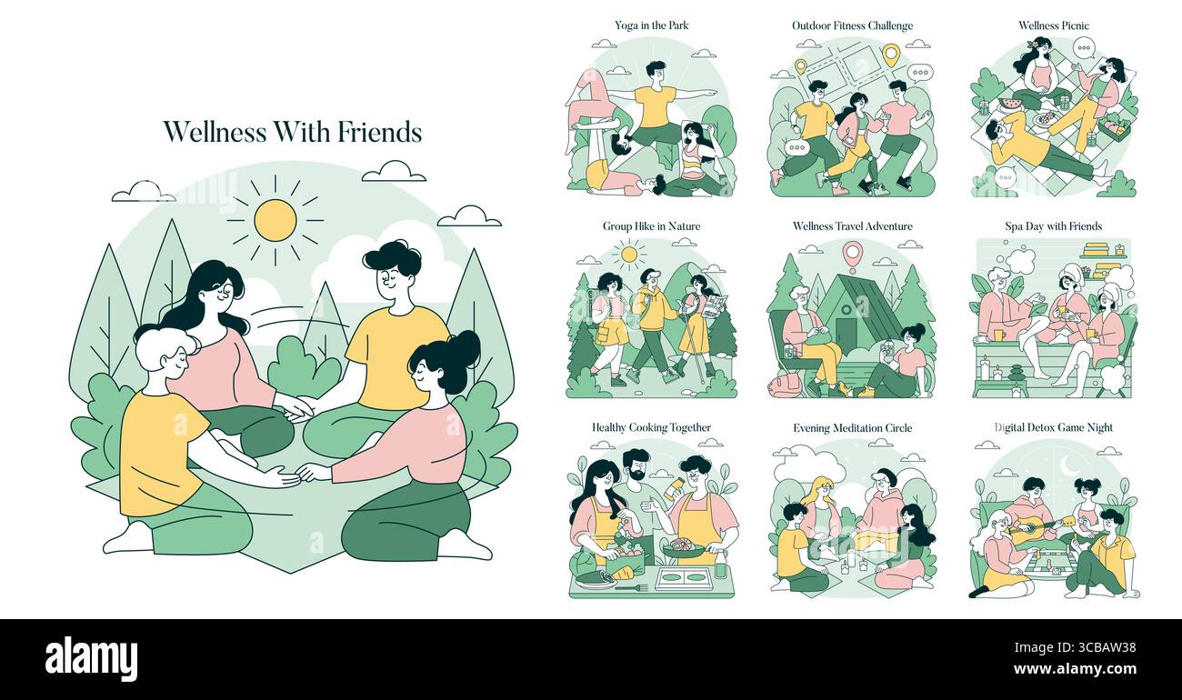 Engaging scene teamwork in nature Stock Vector Images - Alamy