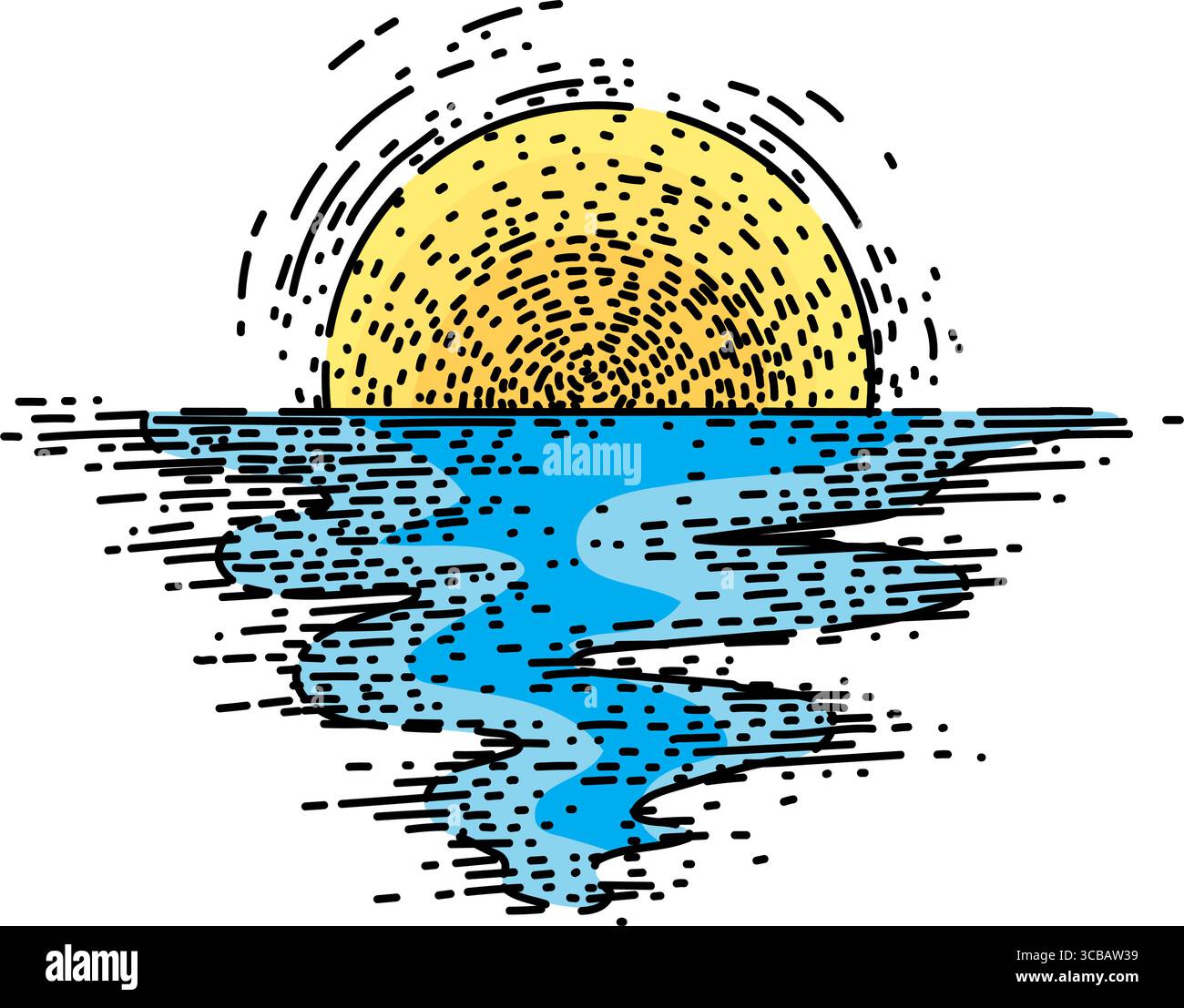 waves sunset sea sketch hand drawn vector Stock Vector Image & Art - Alamy