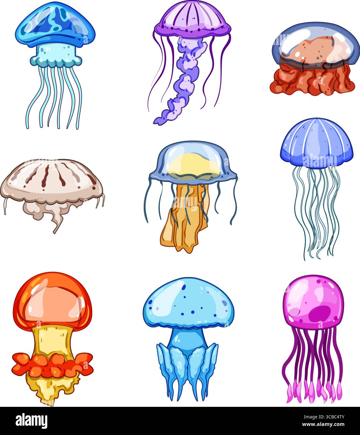 jellyfish set cartoon vector illustration Stock Vector Image & Art - Alamy