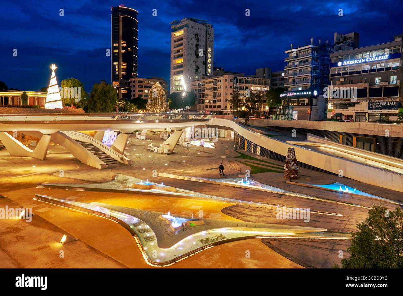 Downtown night view in Nicosia, Cyprus Stock Photo - Alamy