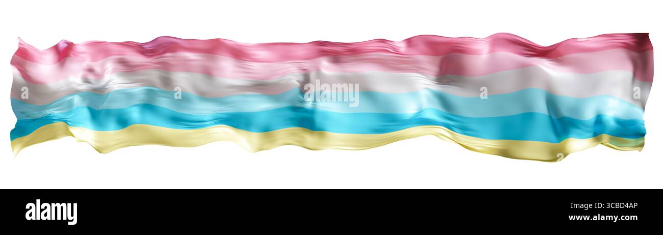 A vibrant genderflux pride flag flows gracefully, showcasing its colors ...