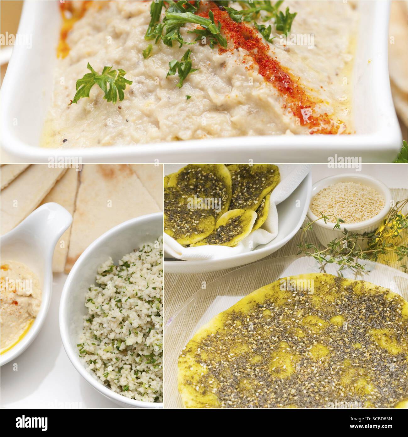 Arab middle eastern food collage collection on white frame Stock Photo ...