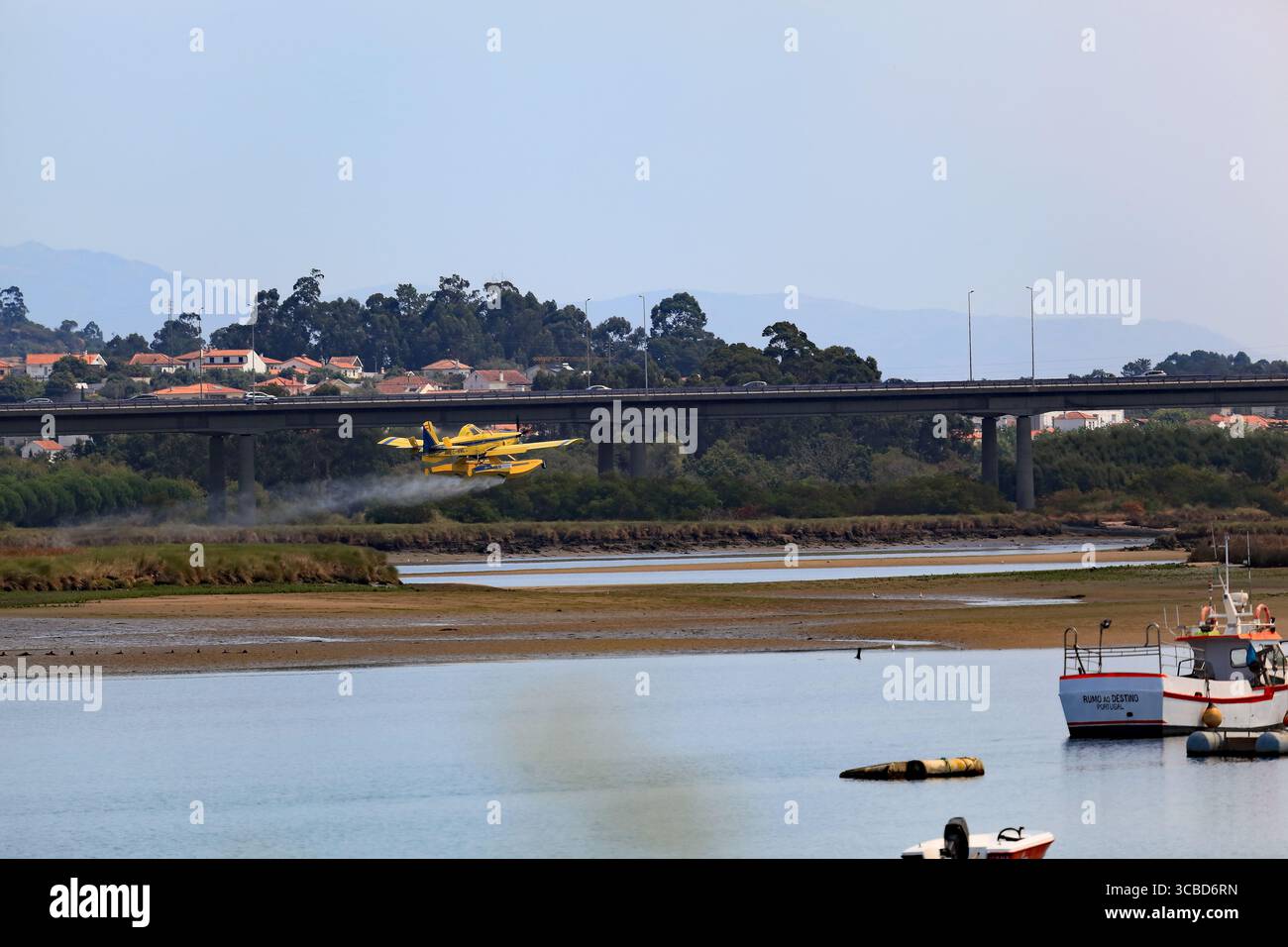 Viana do Castelo, Portugal - July 29, 2025: Yellow Air Tractor AT-802F Fire Boss EC-MML ...