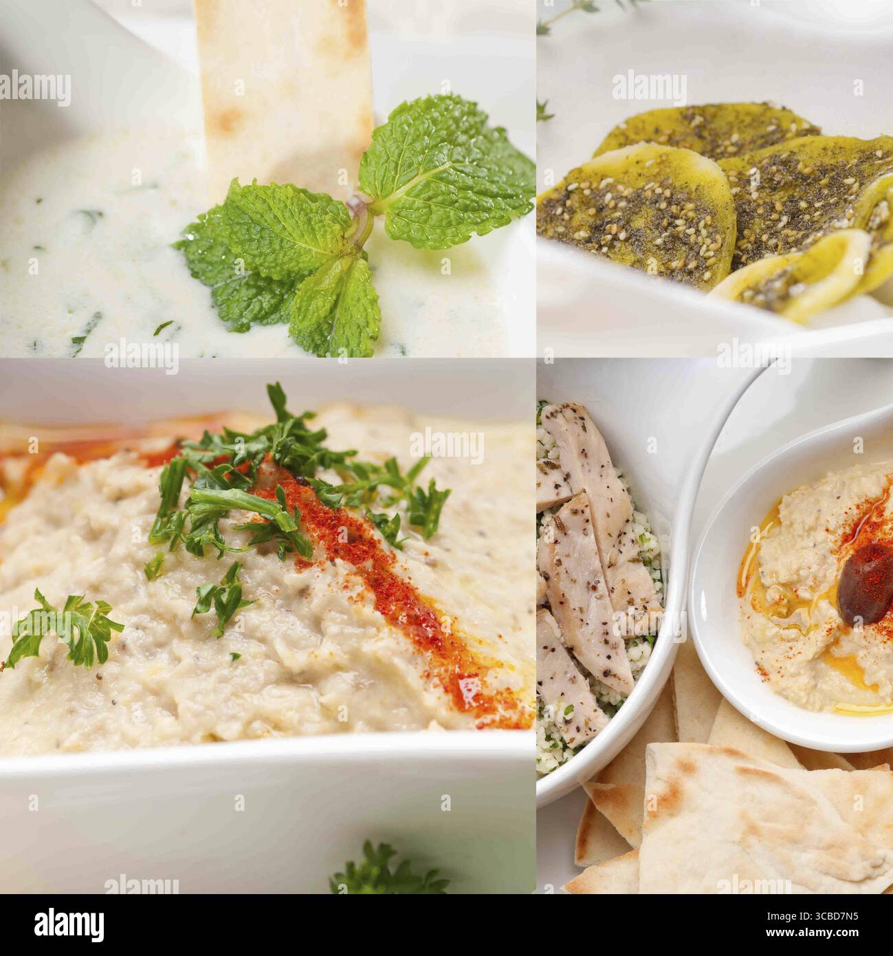 Arab middle eastern food collage collection on white frame Stock Photo ...