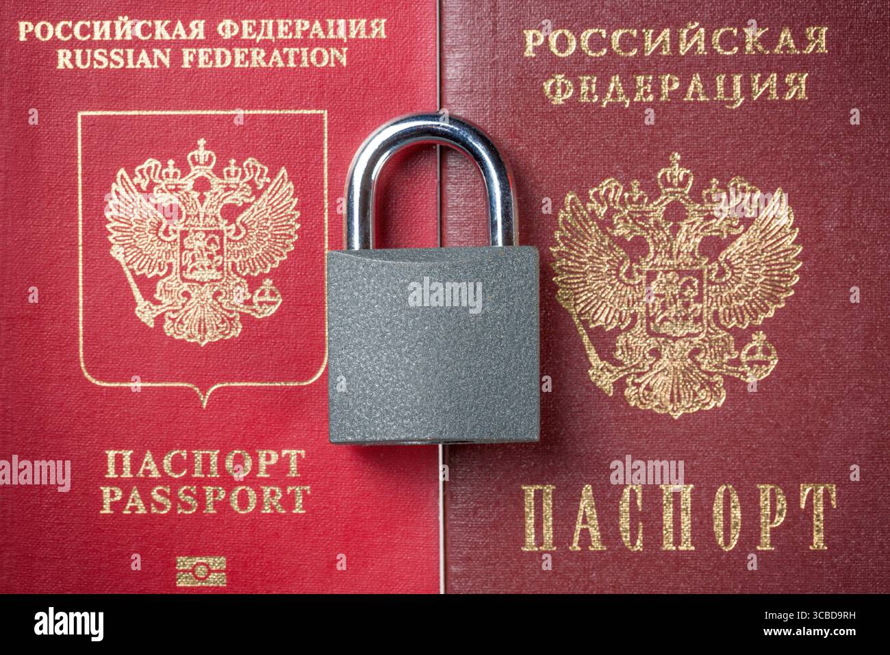 Russia Sanctions and Ukraine war concept. Russian Federation passports ...