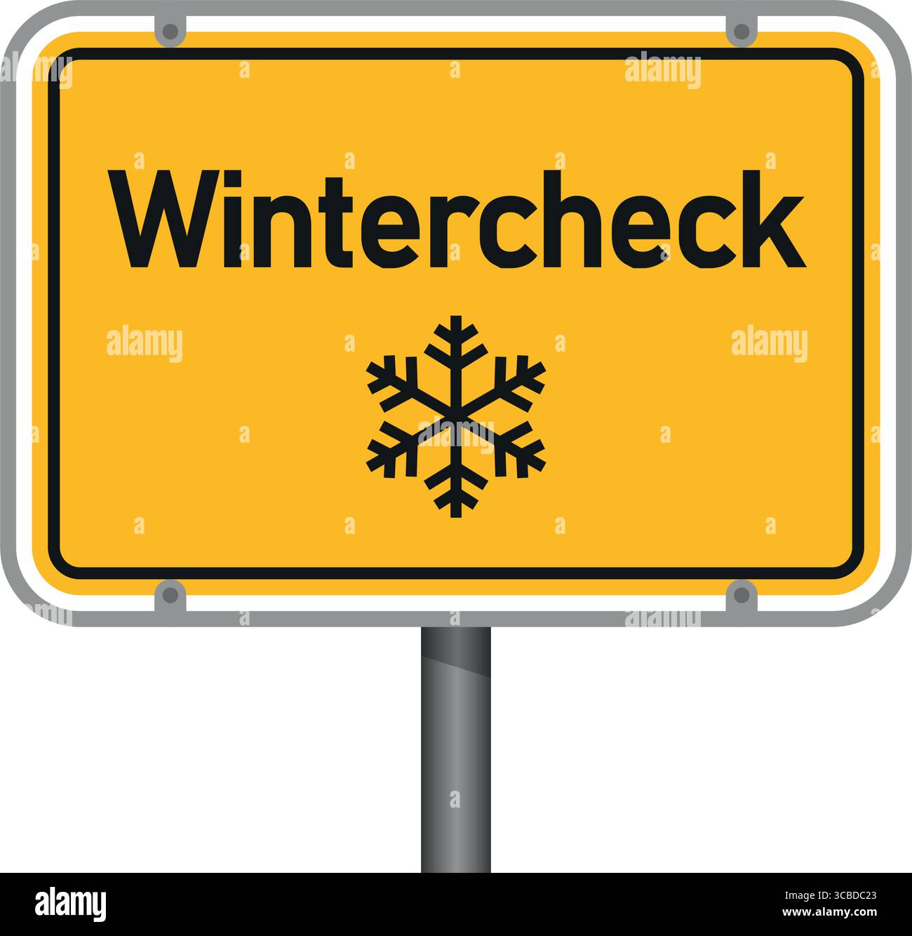 yellow trafic sign winter check isolated vector illustration Stock ...