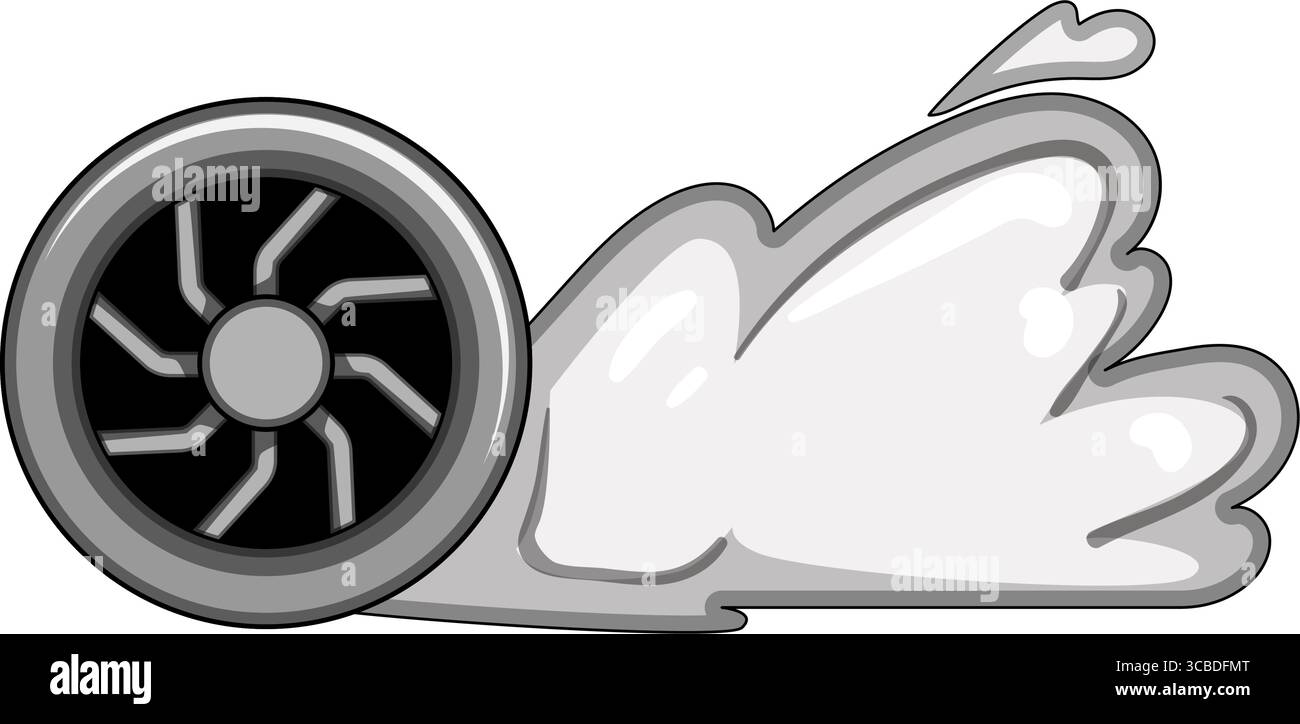 traction tire smoke cartoon vector illustration Stock Vector Image ...
