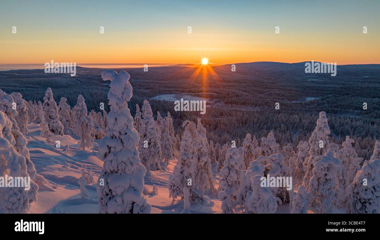 Drone towards snow covered fir hi-res stock photography and images - Alamy