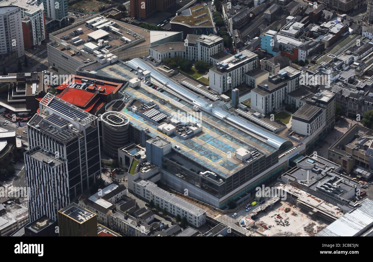 aerial view of St. David’s Shopping Centre, Cardiff, South Wales, UK ...