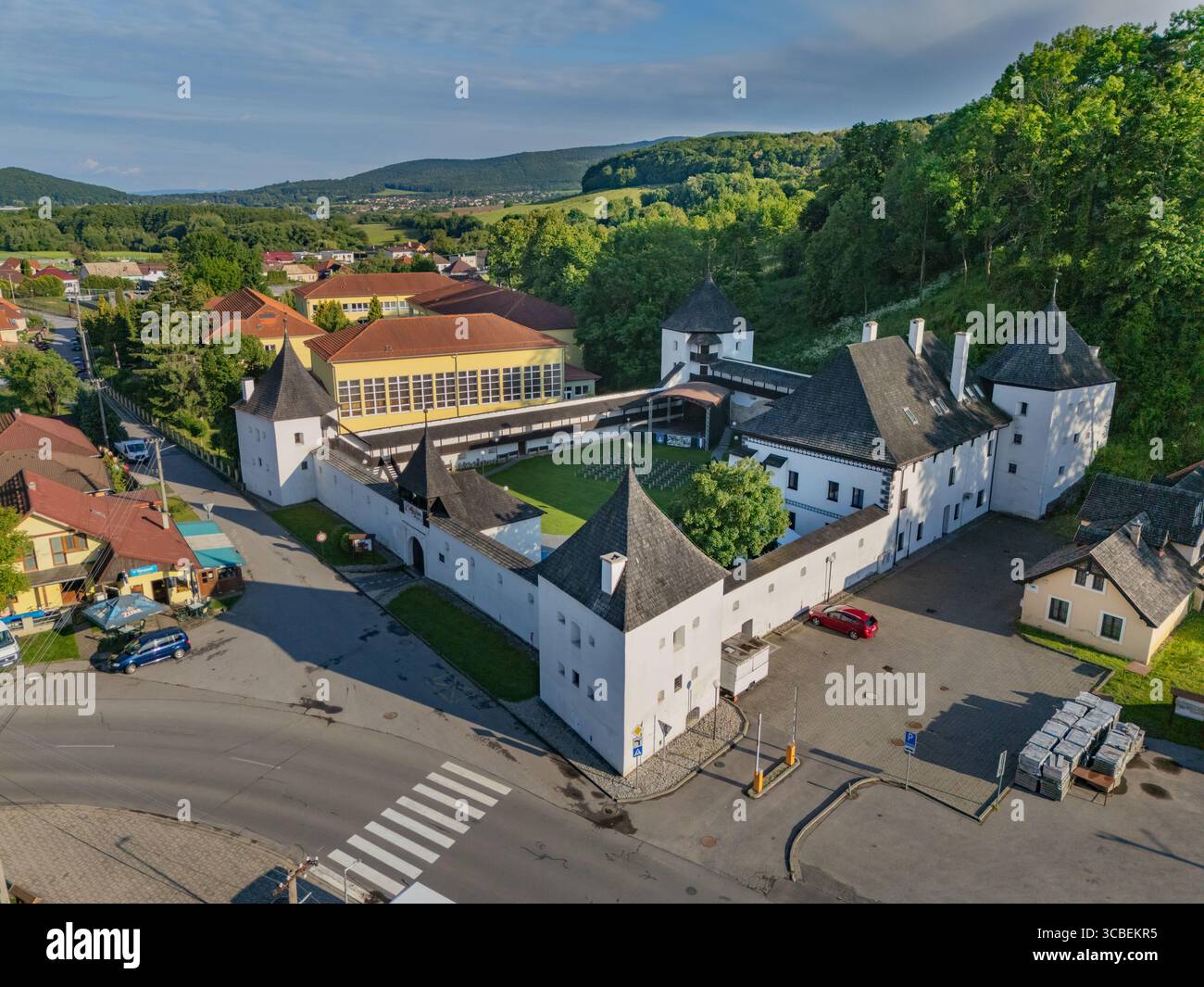 Aerial view of the majestic Zichyho kastiel masonry basks in the ...