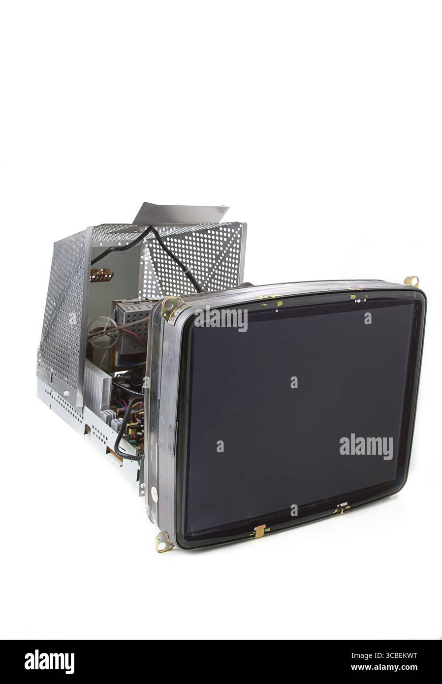 Old CRT computer screen taken apart on a white background Stock Photo ...