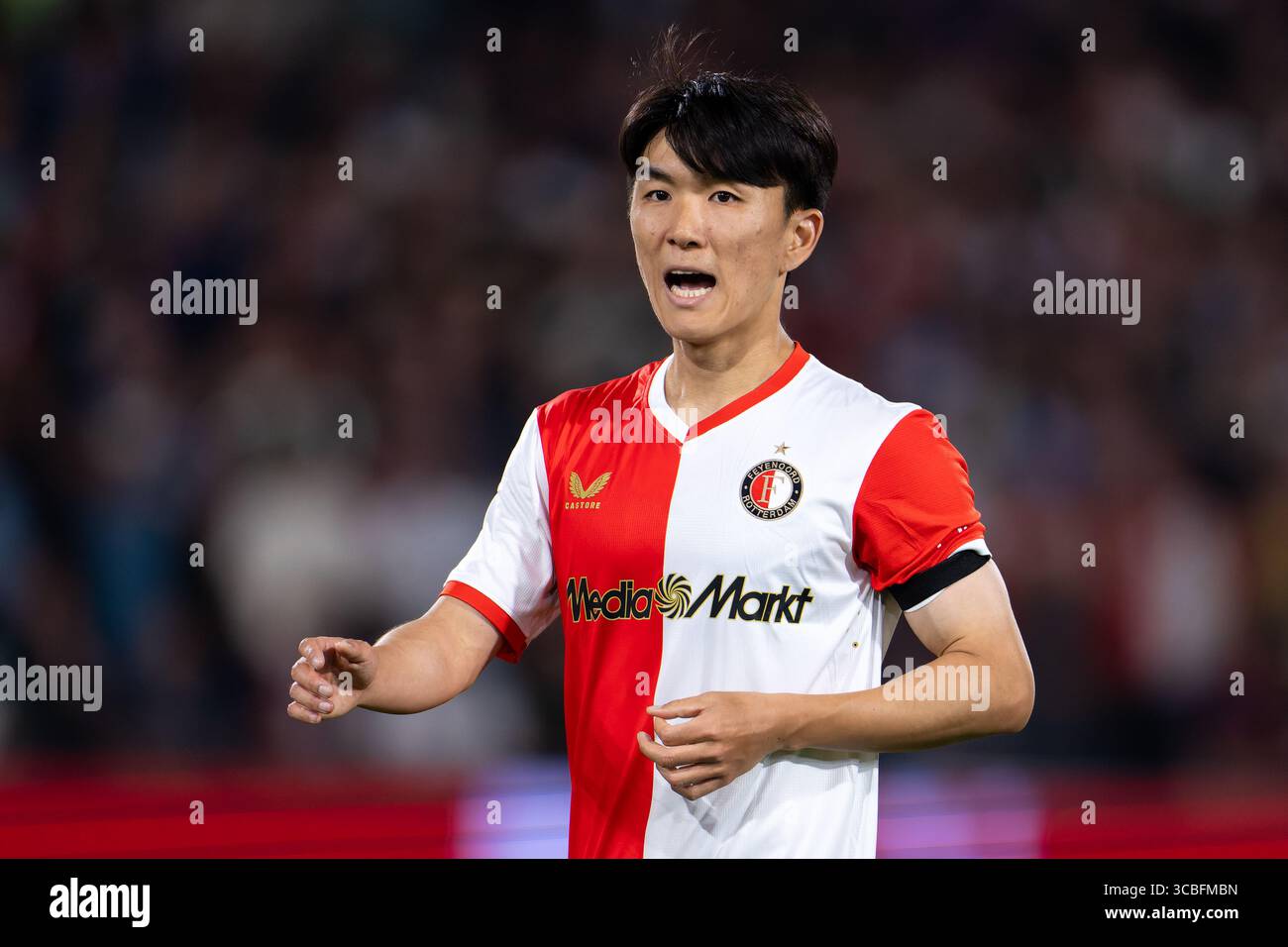 ROTTERDAM, NETHERLANDS - AUGUST 6: Inbeom Hwang of Feyenoord looks on ...