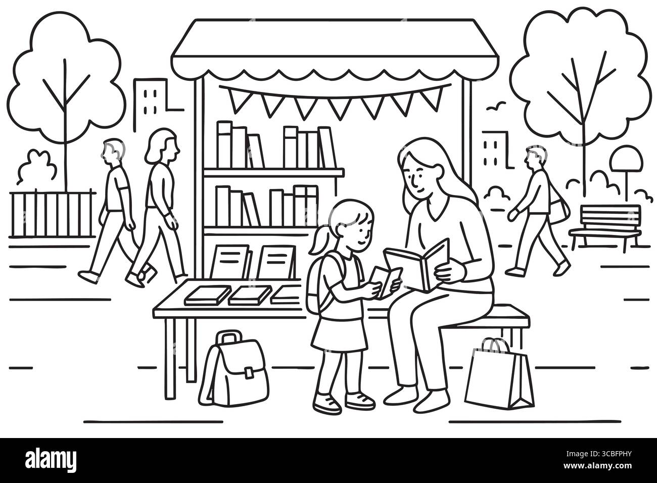 Child sitting table reading Stock Vector Images - Alamy