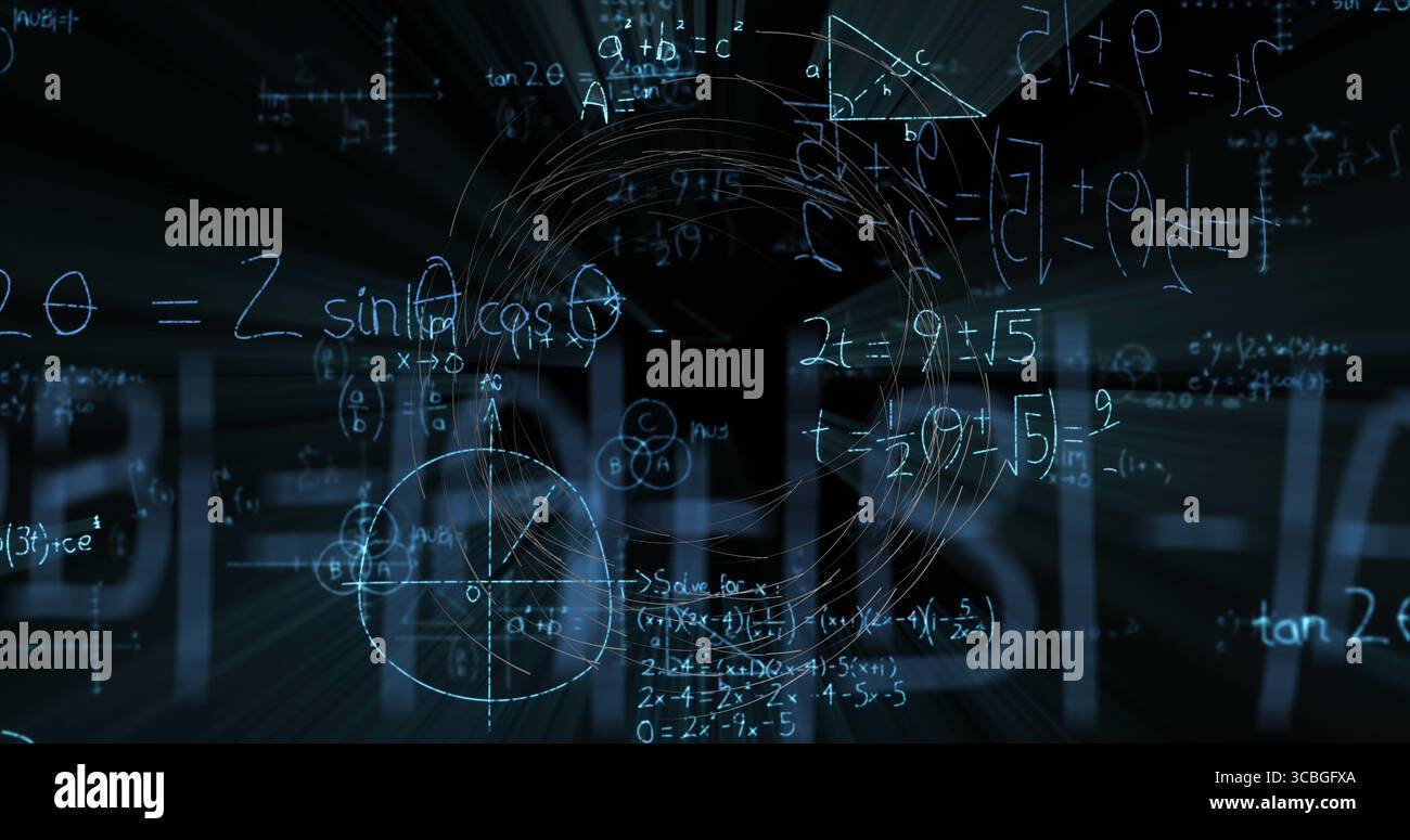 Digital animation mathematical equations shapes hi-res stock ...