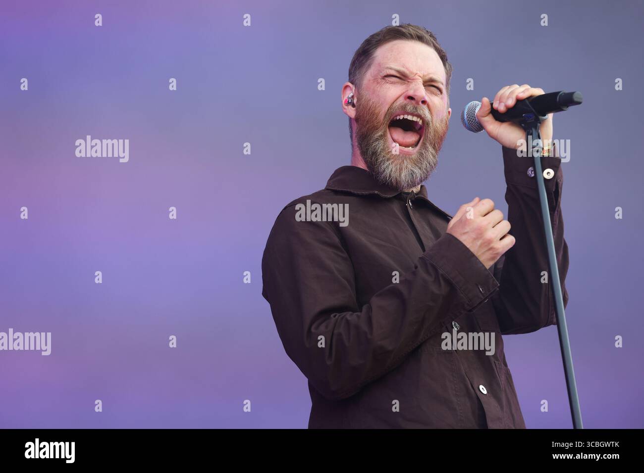 Copenhagen, Denmark. August 8, 2025. Silas Bjerregaard, lead singer of ...