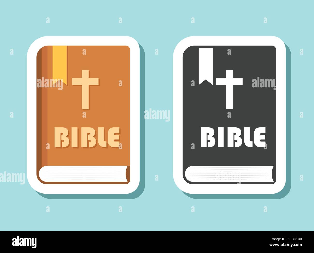 Holy bible sticker icon in flat style. Christianity book vector ...
