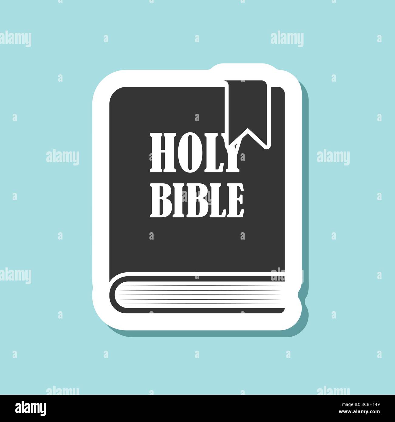 Holy bible sticker icon in flat style. Christianity book vector ...