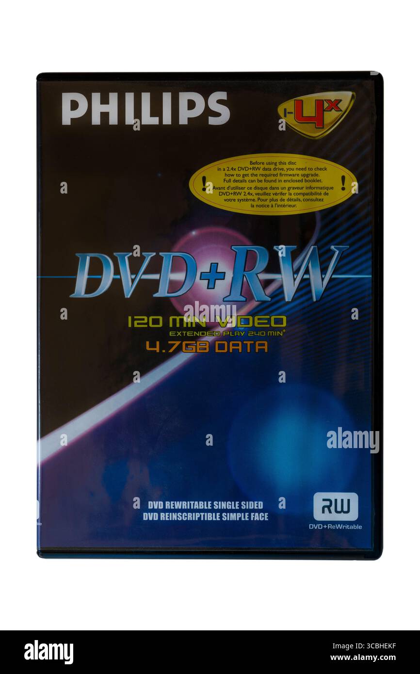 Philips DVD+RW DVD recordable disc isolated on white background Stock ...