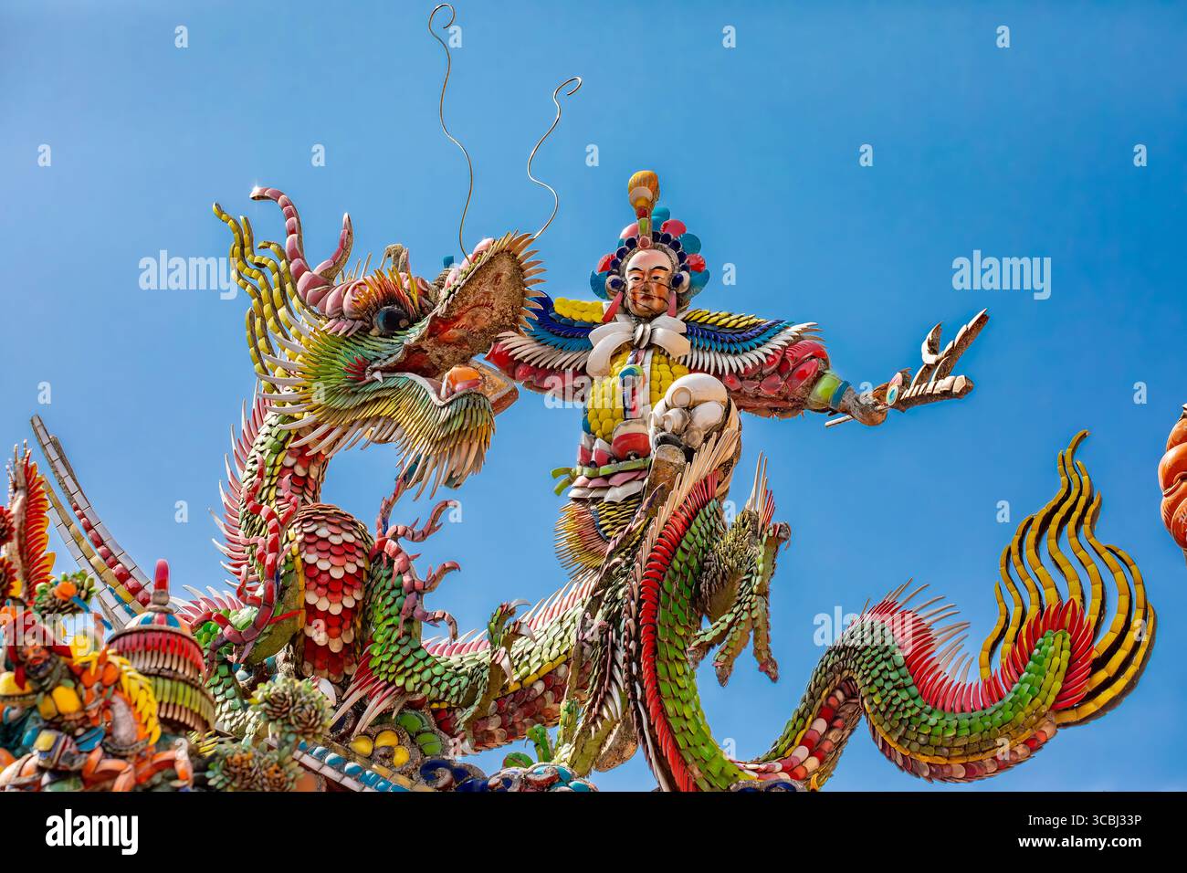 The roof of Bangka Qingshan Temple in Taipei, Taiwan, features ...