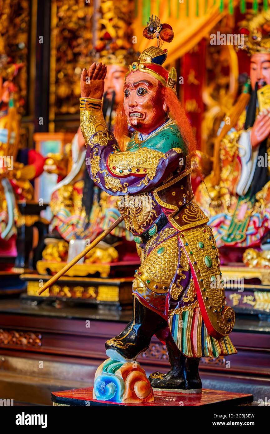 Inside Bangka Qingshan Temple in Taipei, Taiwan, the main altar also ...