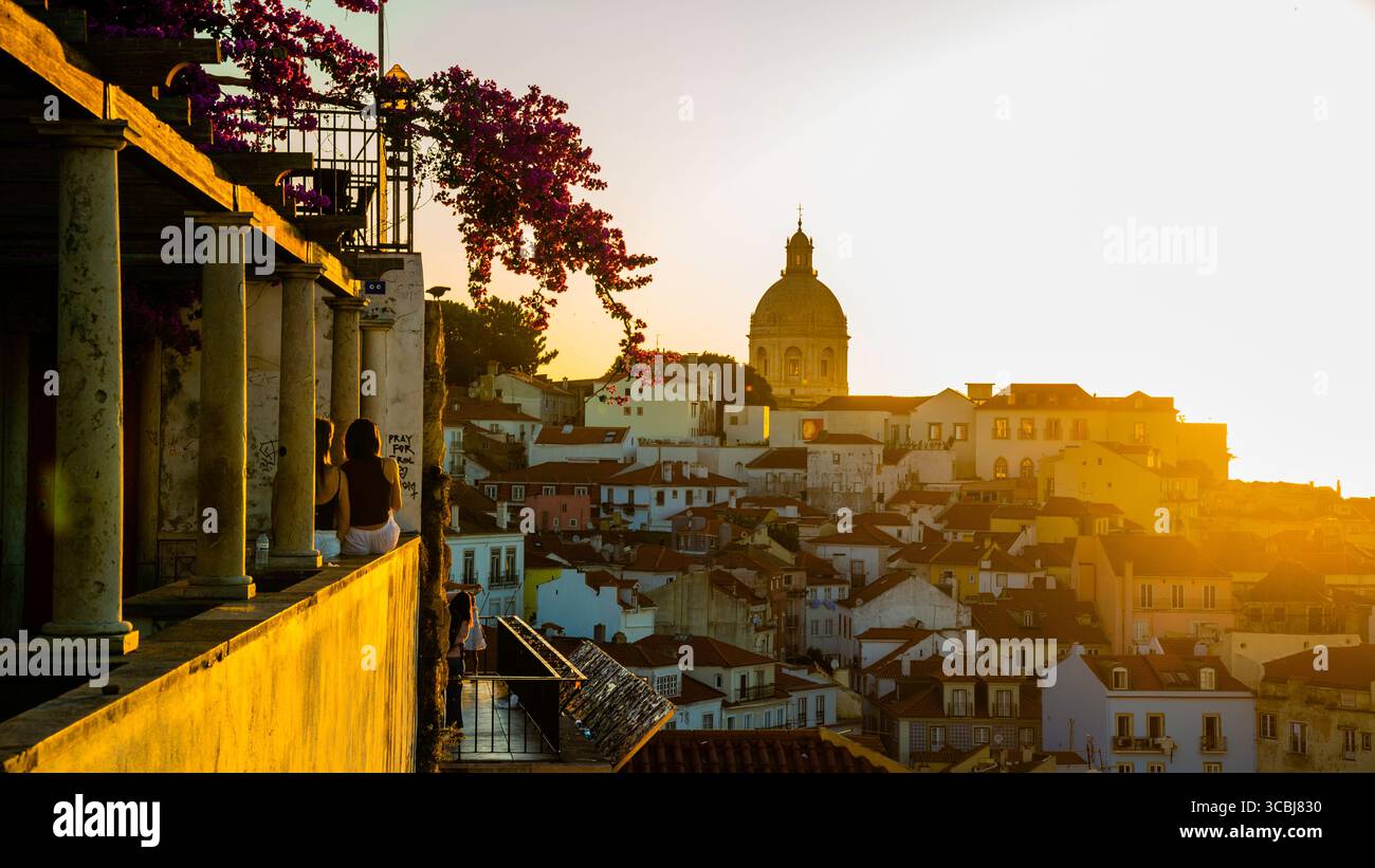 Lisbon, Portugal - July 7 2025: Stunning Sunrise view from Miradouro ...