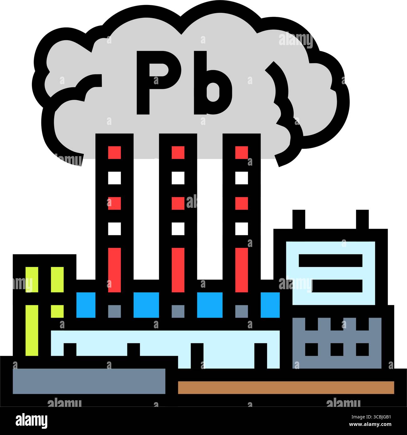 lead smelter emitting toxic fumes air color icon vector illustration ...