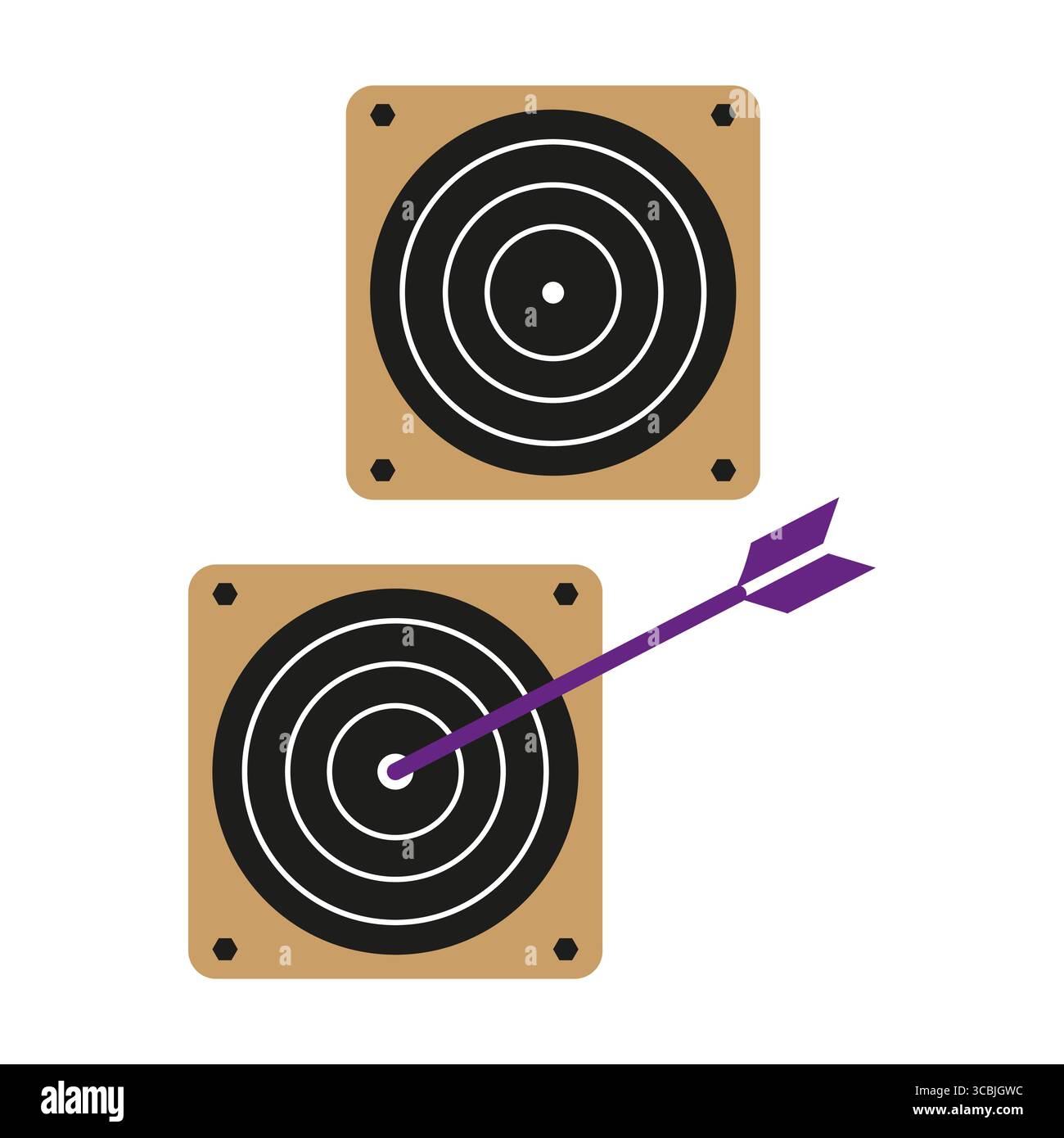 Archery target illustration. Two concentric targets. Dart arrow center ...