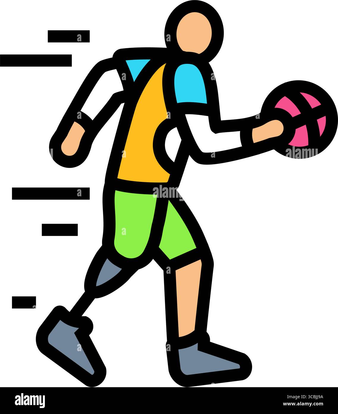 disabled athlete action inclusive fitness color icon vector ...
