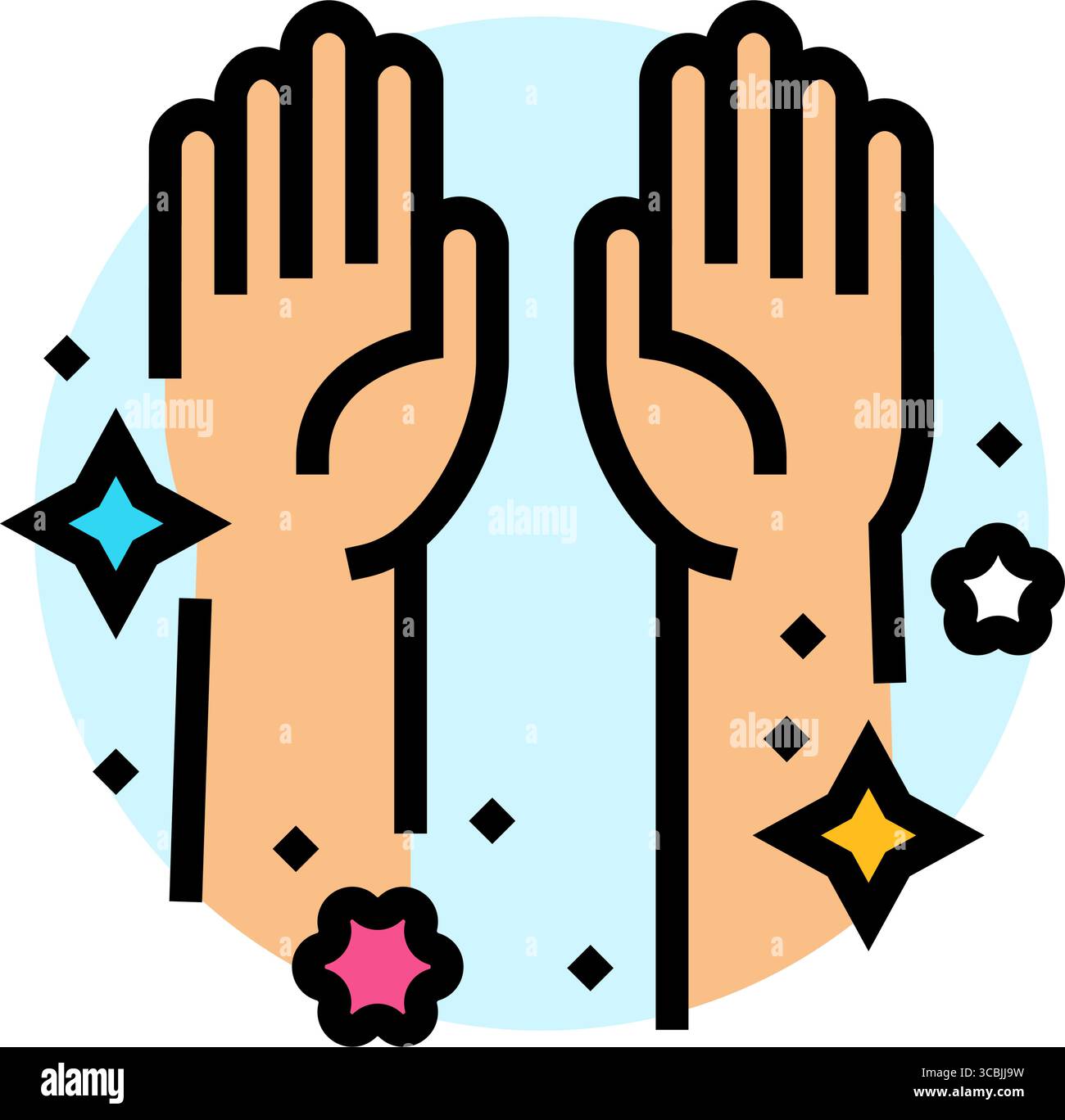 hands raised inclusive fitness color icon vector illustration Stock ...