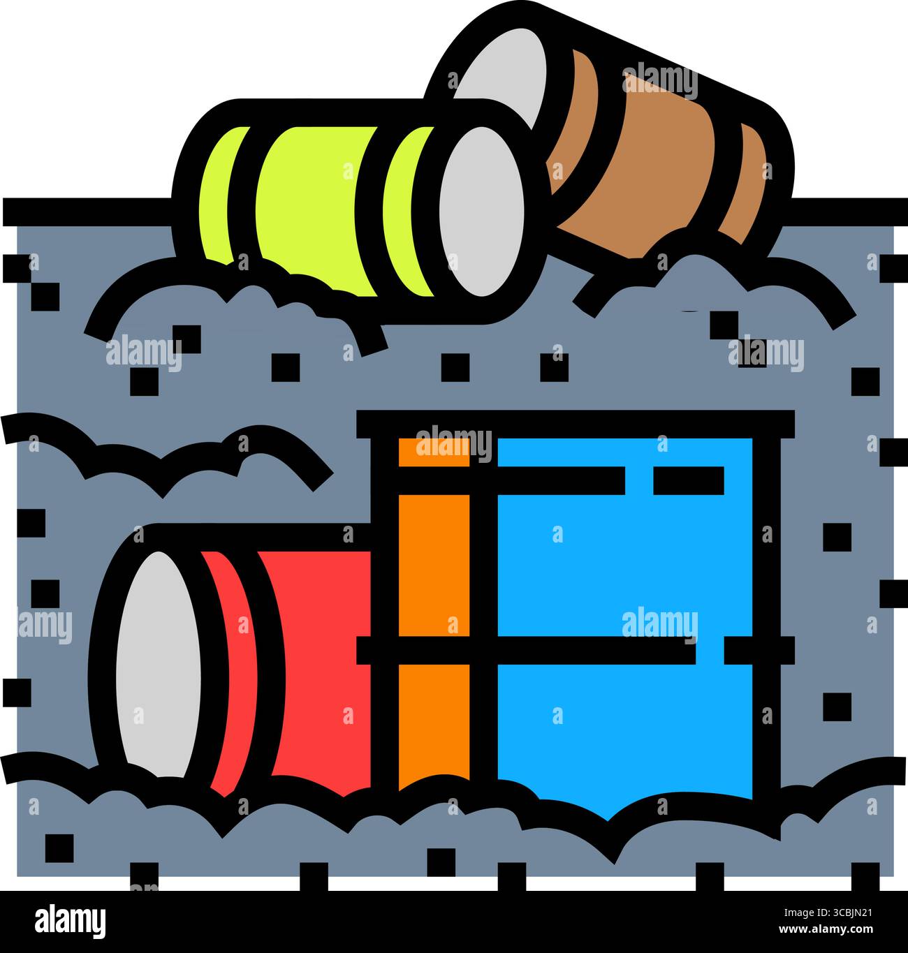 landfill toxic pcb drums color icon vector illustration Stock Vector ...