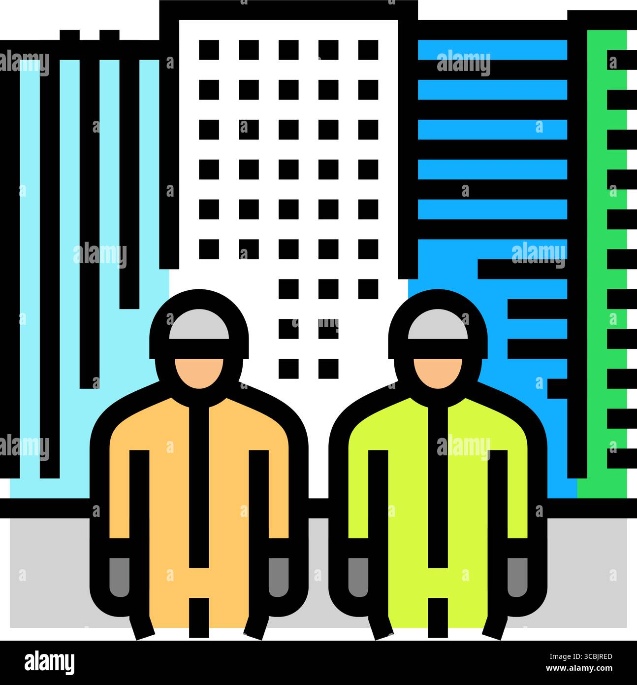 construction workers city color icon vector illustration Stock Vector ...