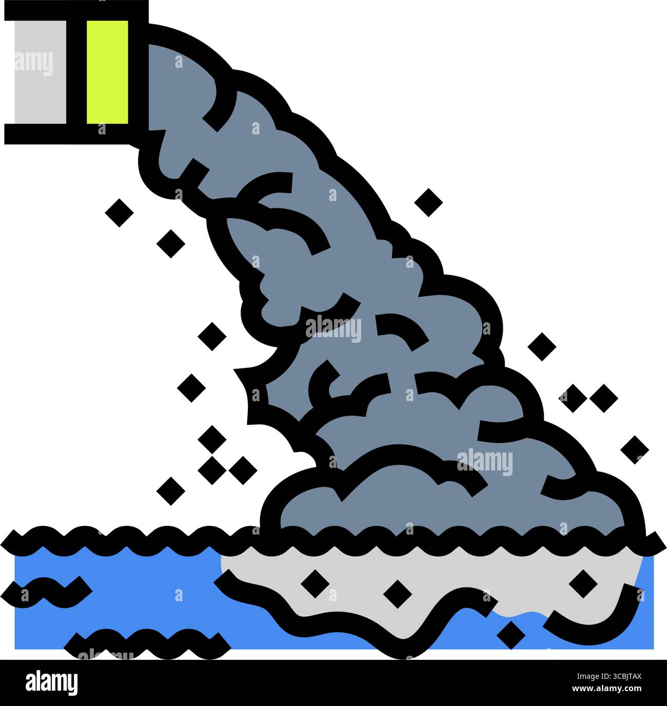drain pipe releasing dirty water lake color icon vector illustration ...