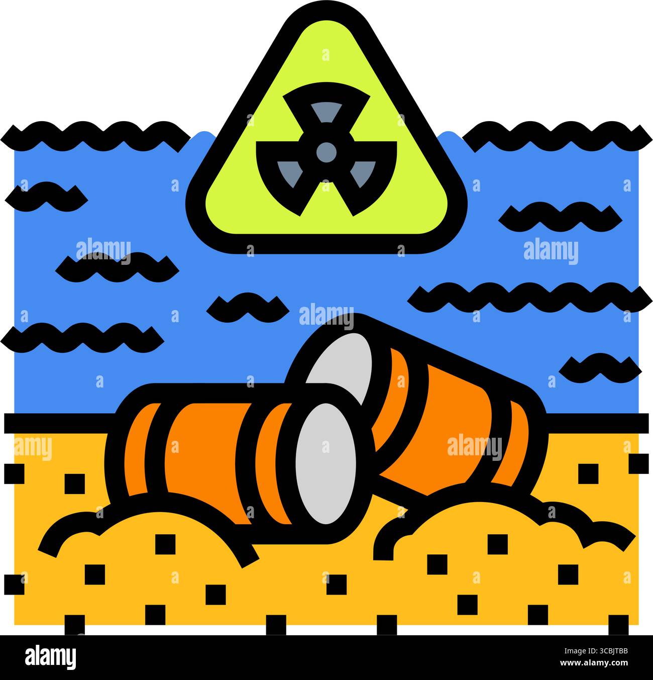 toxic waste barrels shoreline color icon vector illustration Stock ...