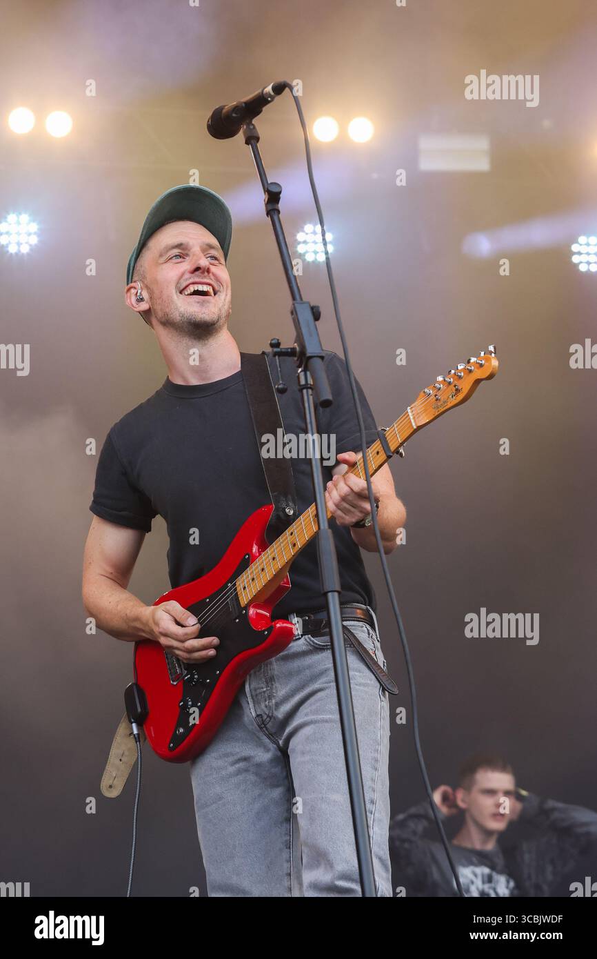 Copenhagen, Denmark. August 8, 2025. Jonas Smith of Danish band Blaue ...