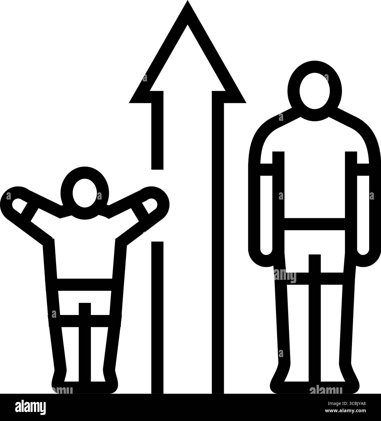 Height Increase Adolescence Puberty Line Icon Vector Illustration Stock