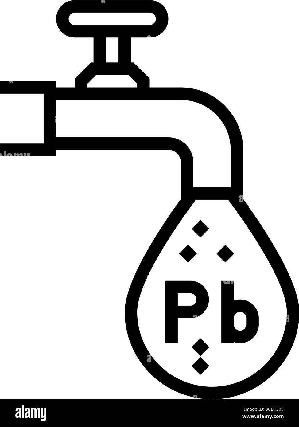 high levels lead citys drinking water due old pipes line icon vector ...