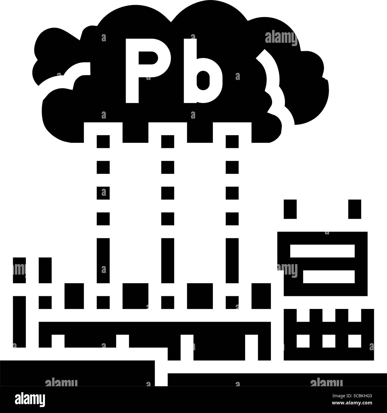 lead smelter emitting toxic fumes air glyph icon vector illustration ...