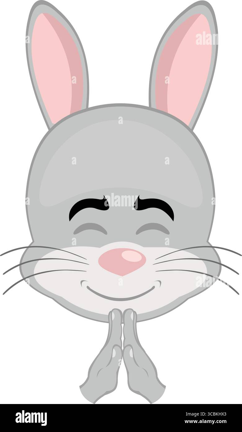 vector illustration emoticon character face rabbit rodent animal, with ...