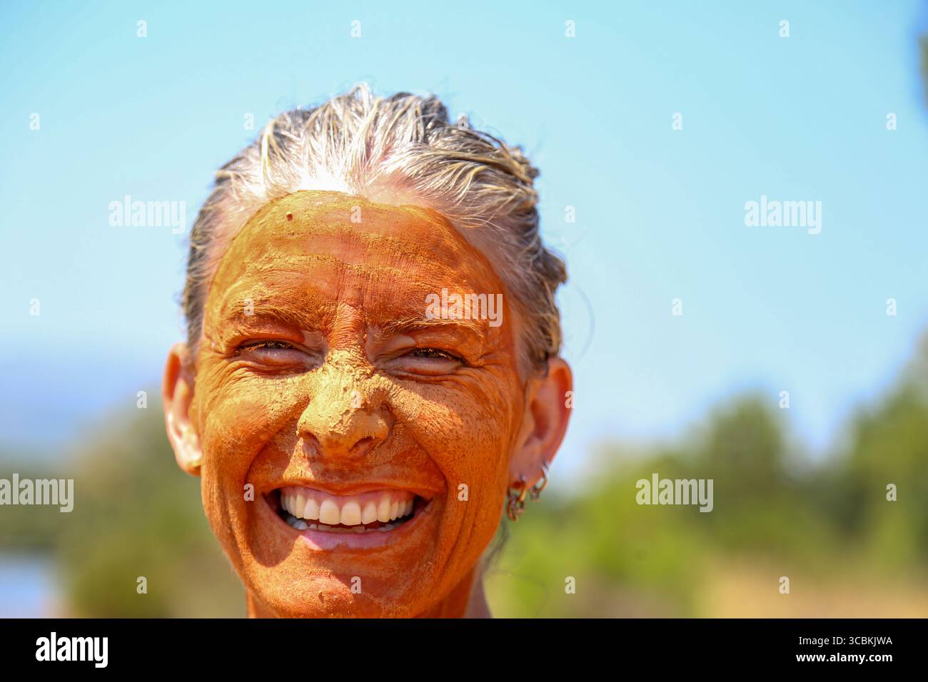 Beauty mask closeup smiling hi-res stock photography and images - Alamy