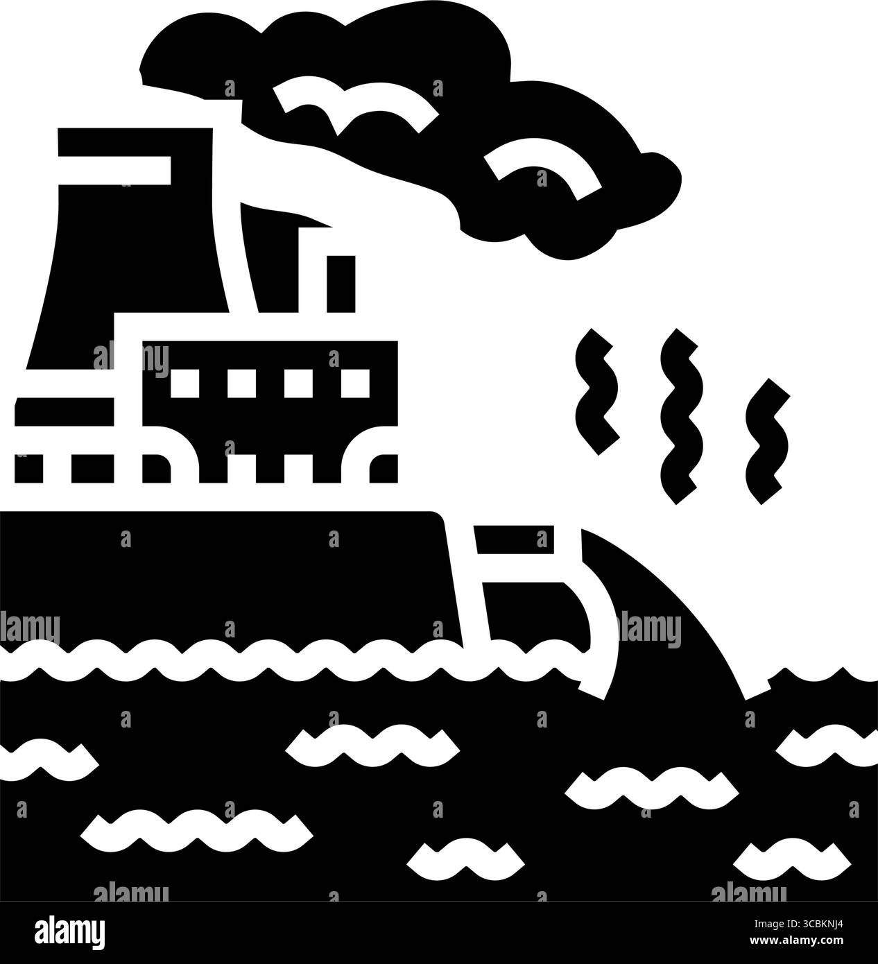 warm water discharge pollution glyph icon vector illustration Stock ...