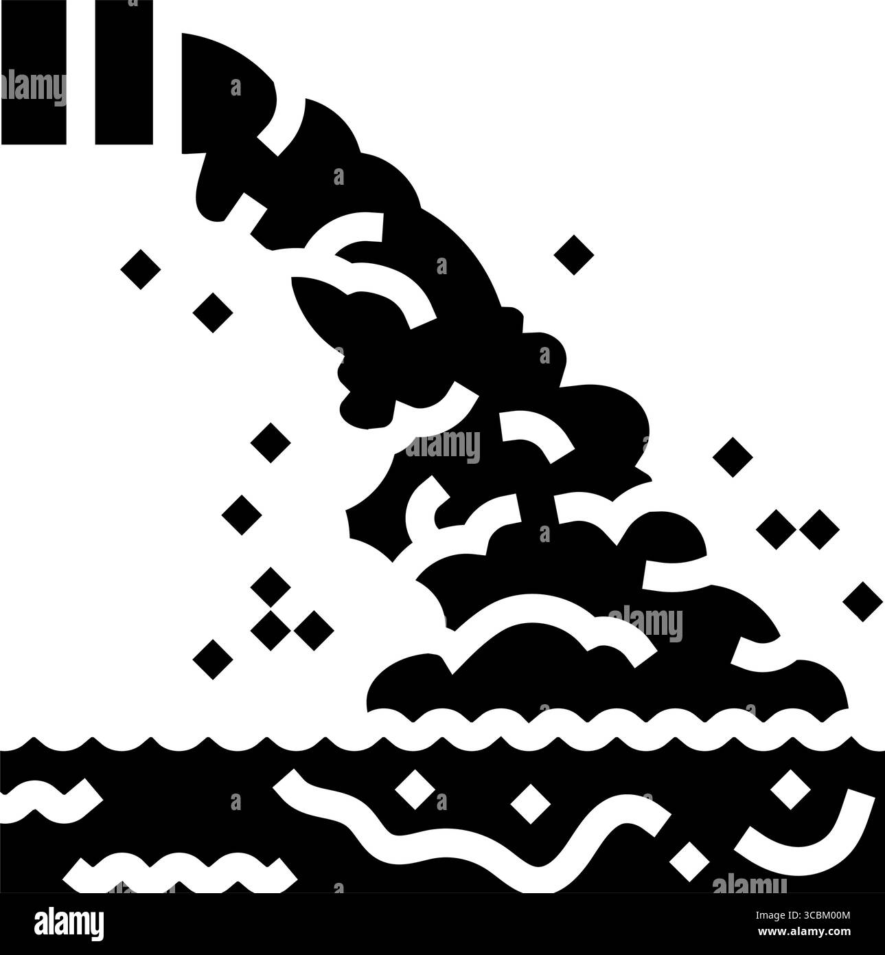 drain pipe releasing dirty water lake glyph icon vector illustration ...