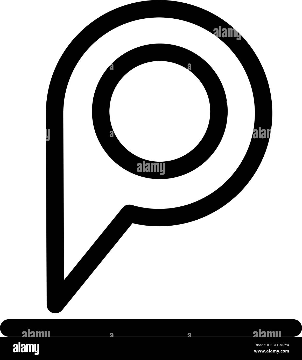 A minimalist black icon represents a location pinpoint, ideal for maps ...